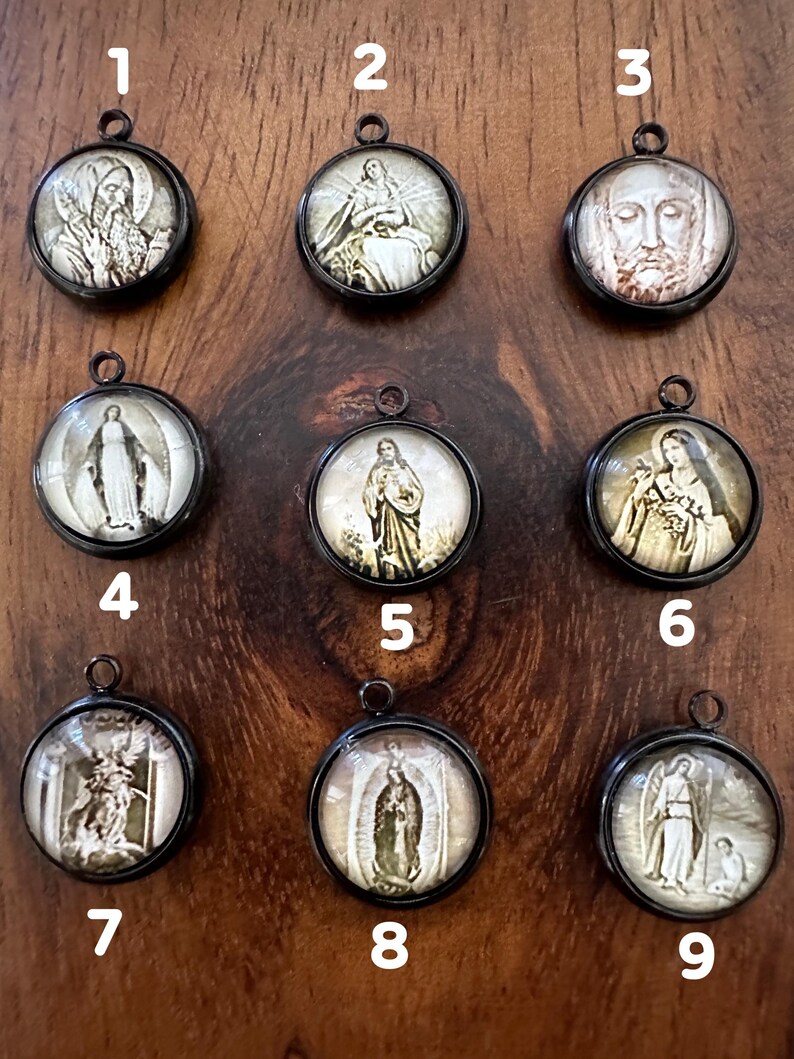 Glass Religious Medals, Glass Medallions, Glass Religious Charms - Etsy