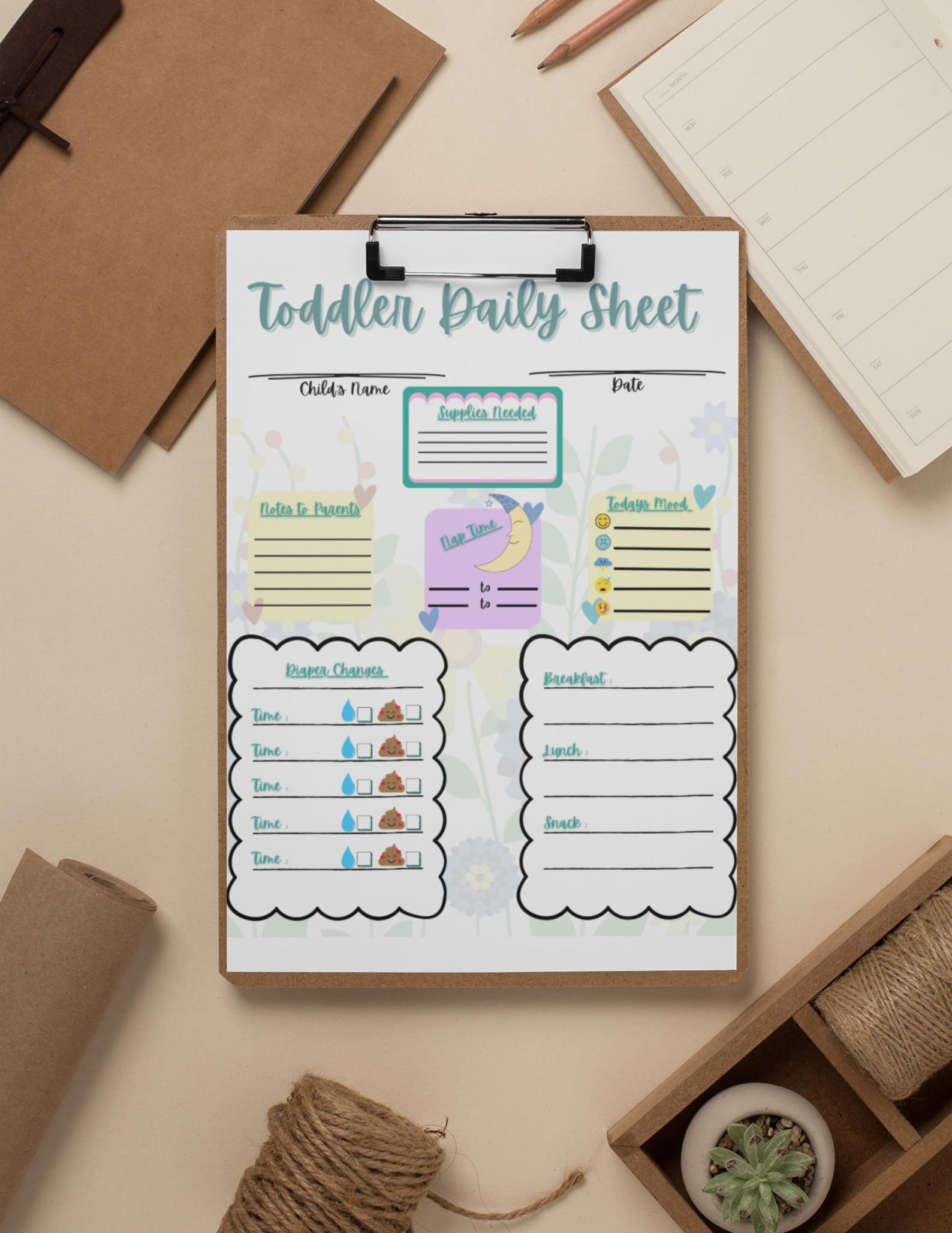 Toddler Daily Sheet for Daycare Homes or Childcare Centers Editable ...