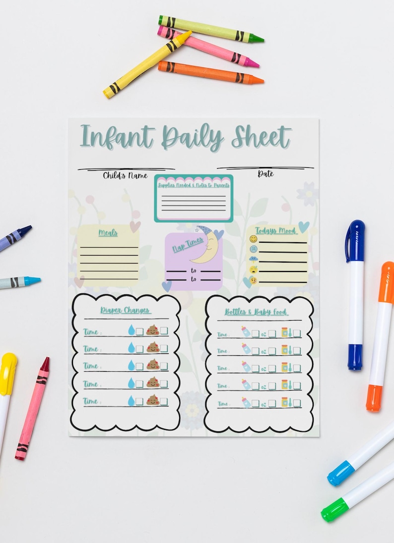 Infant Daily Sheet Editable Instant Digital Download for Daycare Homes ...