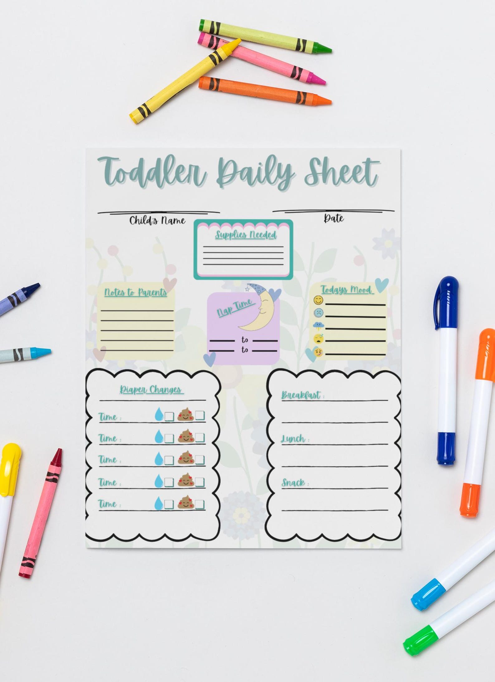 Toddler Daily Sheet for Daycare Homes or Childcare Centers Editable ...