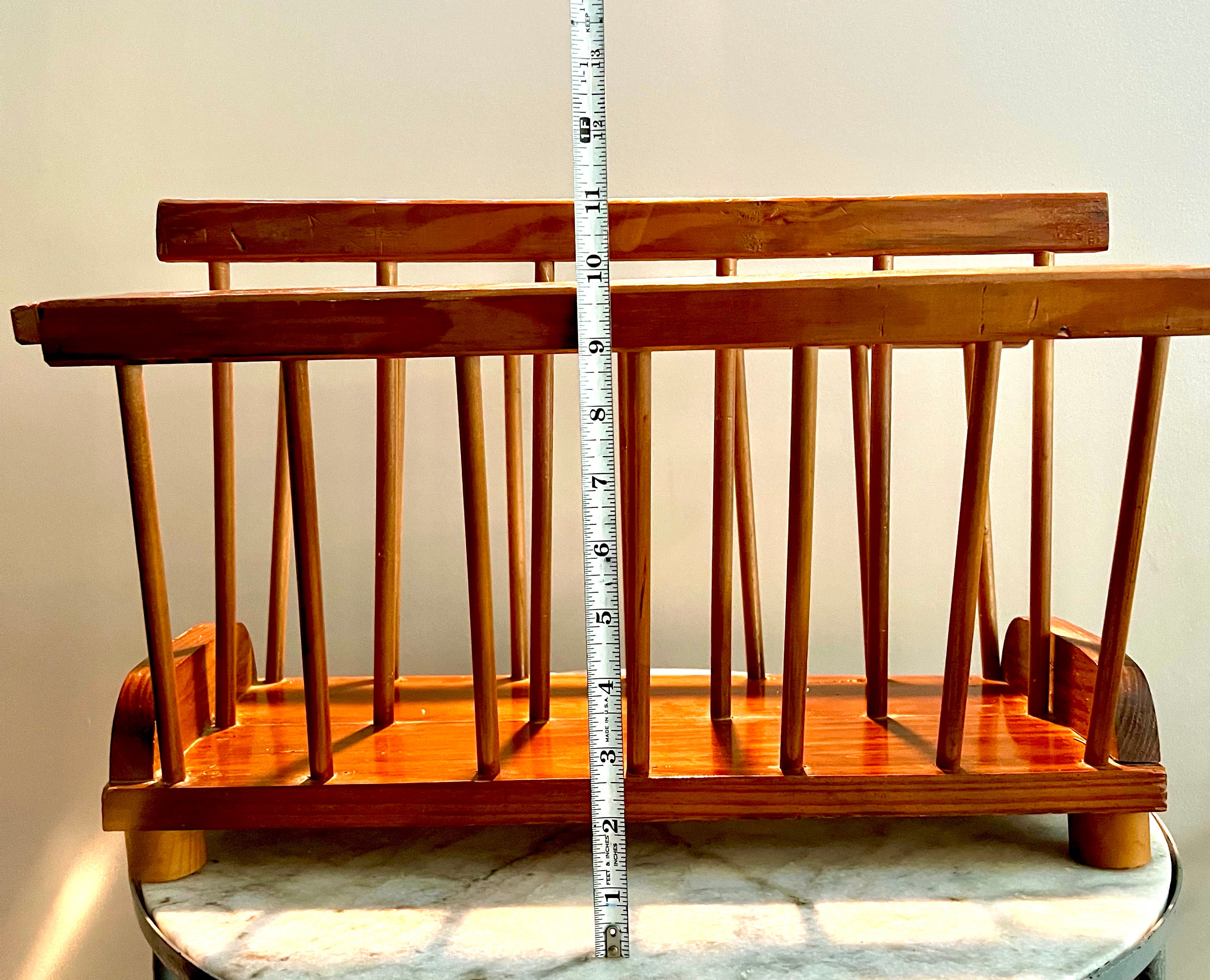 Mid Century Modern Wood Spindle Magazine Rack Vintage Danish Pine 11x18 ...