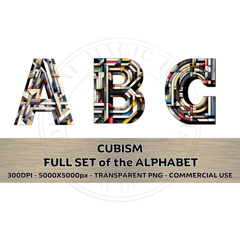 CUBISM Font Full Set of the Alphabet Clipart PNG Transparent Background ...