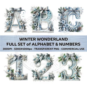 WINTER WONDERLAND Fonts Letters Full Set of Alphabet & Numbers Clipart ...
