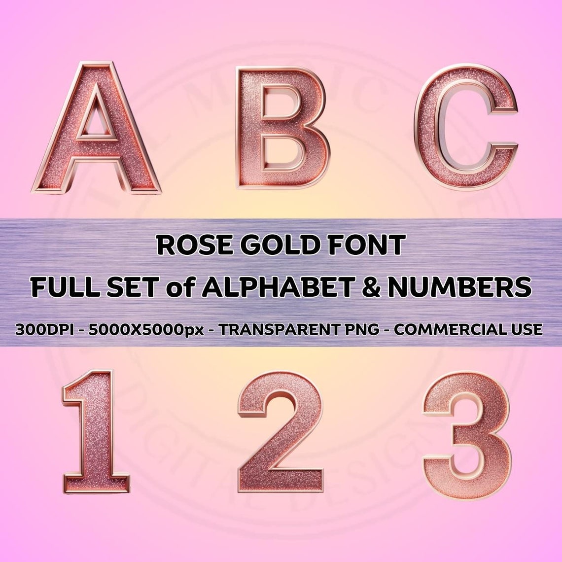 Sparkly ROSE GOLD Font Full Set of Alphabet & Numbers Clipart PNG ...