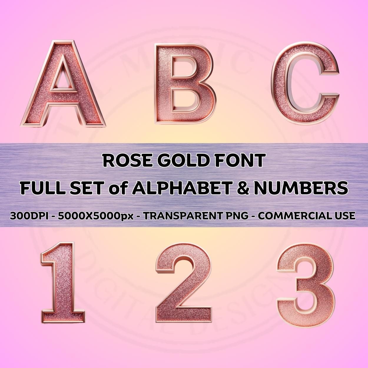 Sparkly ROSE GOLD Font Full Set of Alphabet & Numbers Clipart PNG ...