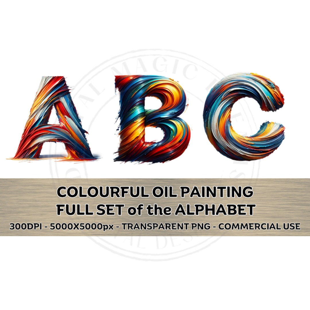Oil Painting Fonts Paint Brush Fonts Full Set of the Alphabet Clipart ...