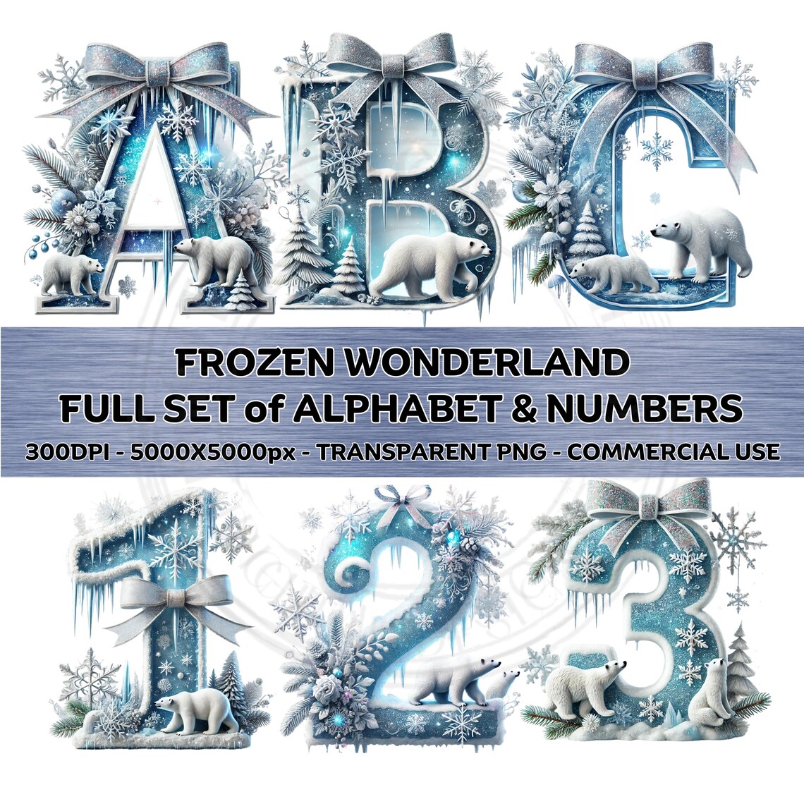 FROZEN WONDERLAND Letters, Alphabet & Numbers Digital Paper Scrapbook ...