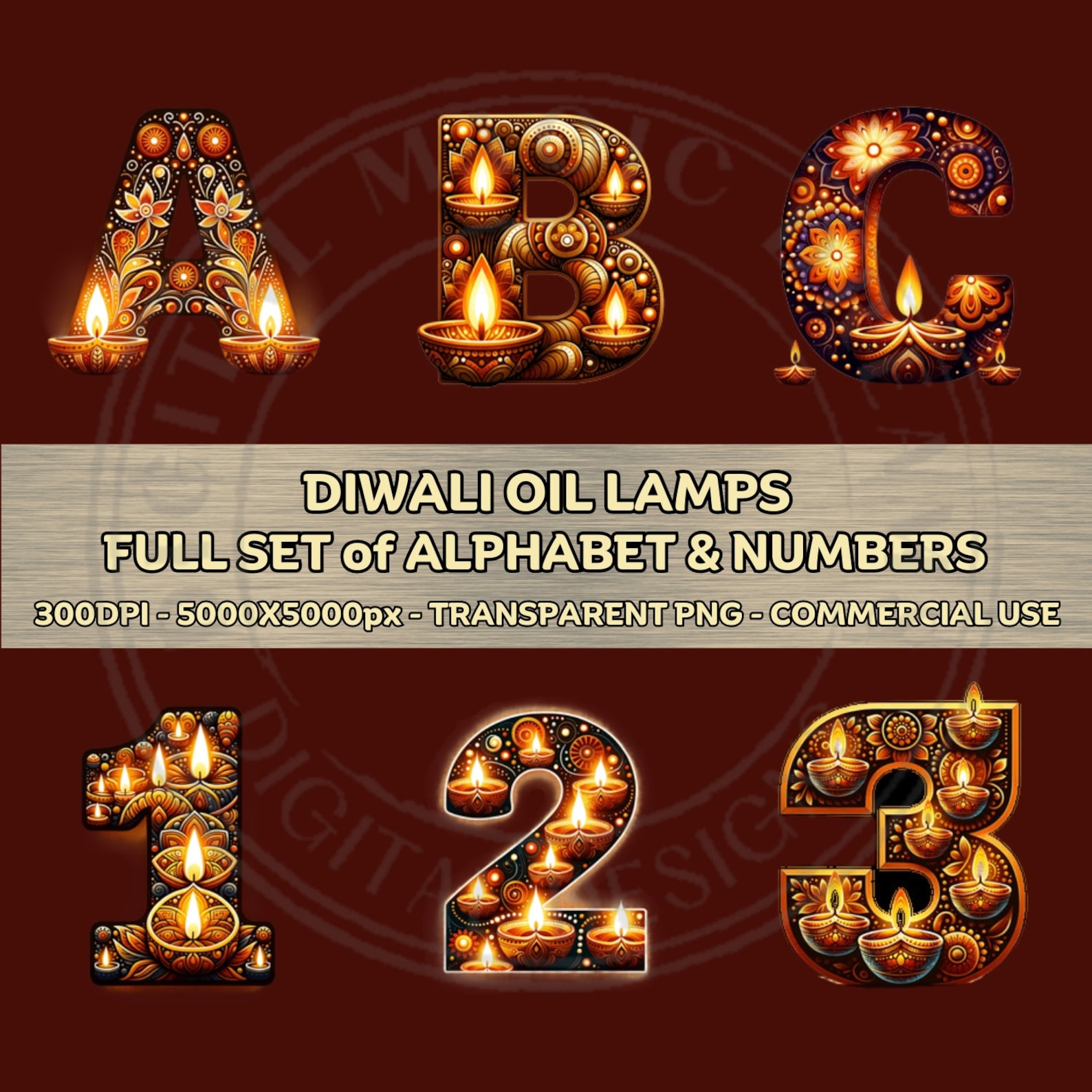 Diwali Lamps Fonts. Diwali Full Set of Alphabet and Numbers Clipart PNG ...