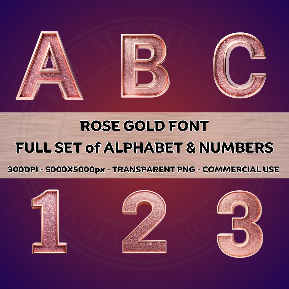 Sparkly ROSE GOLD Font Full Set of Alphabet & Numbers Clipart PNG ...