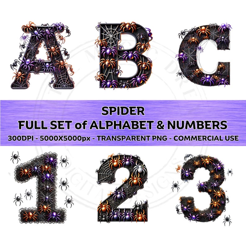 SPIDER Pink Font Full Set of Alphabet & Numbers,clipart PNG Transparent ...