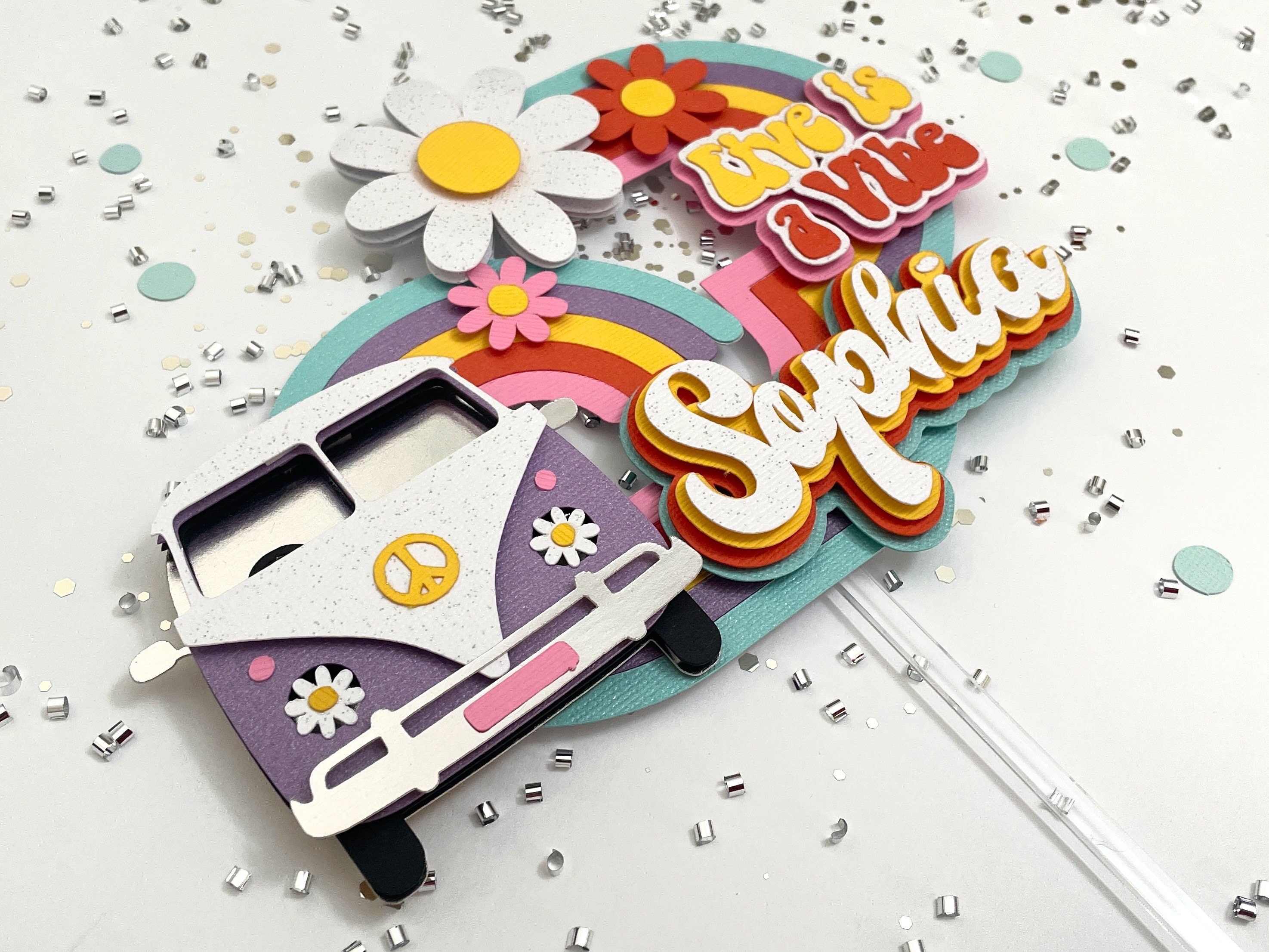 Groovy Cake Topper, Custom Groovy Girl Birthday, Hippie Flower Retro ...