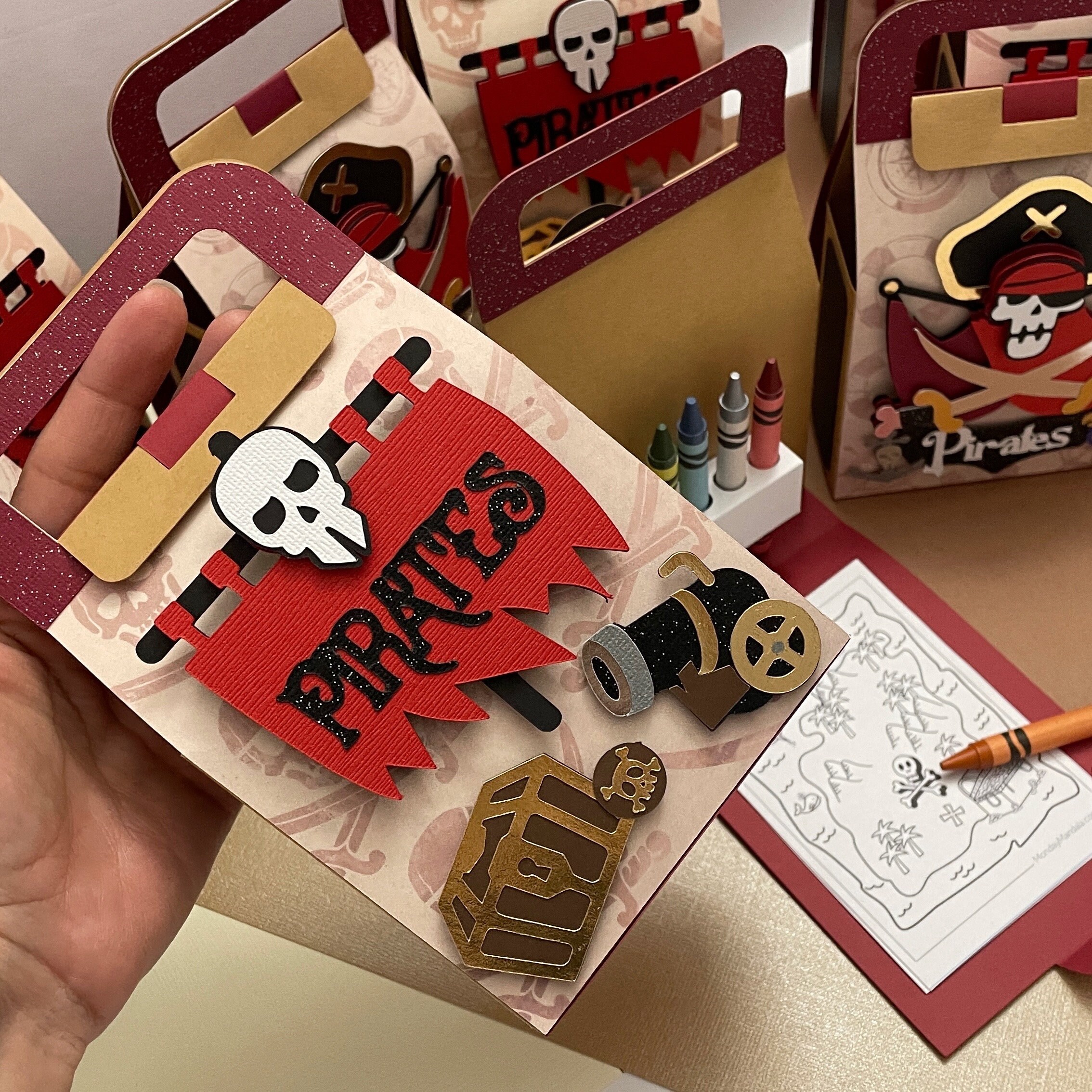 Personalized Pirate Party Favor Box: Crayon & Coloring Activity - Etsy