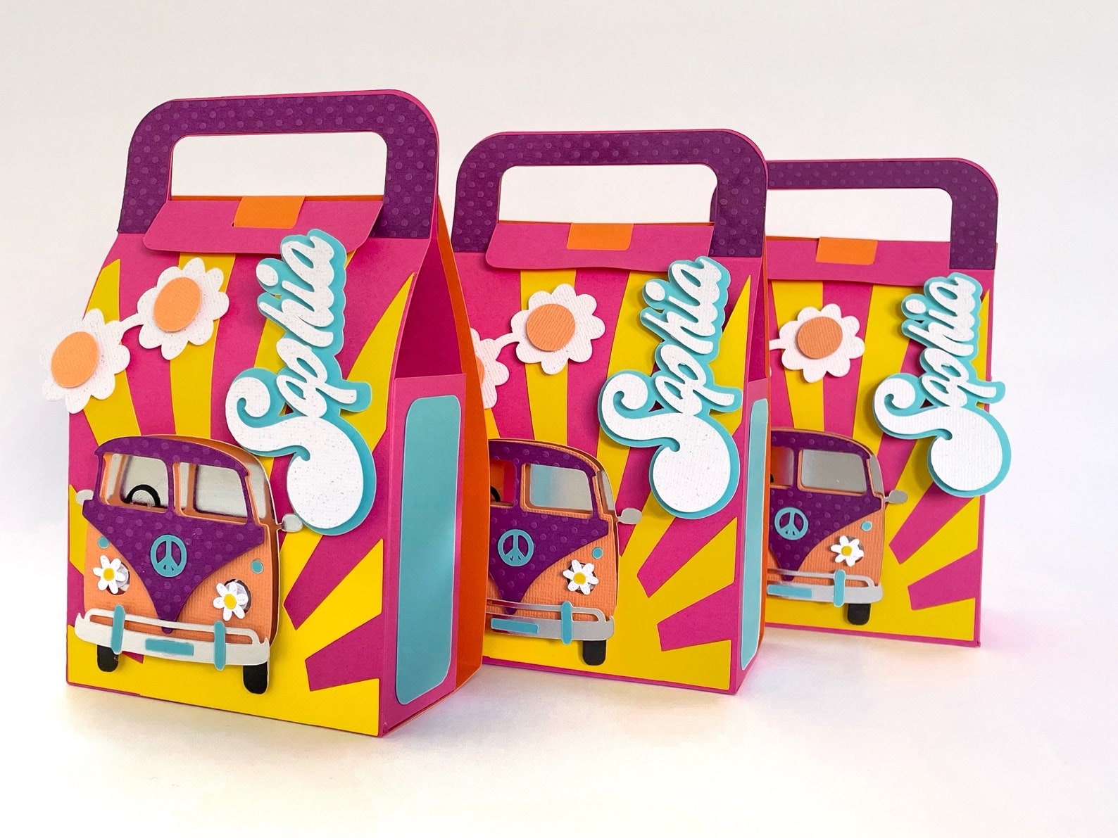 Groovy Party Favors, Two Groovy Coloring Box, Hippie Custom Favor Boxes ...