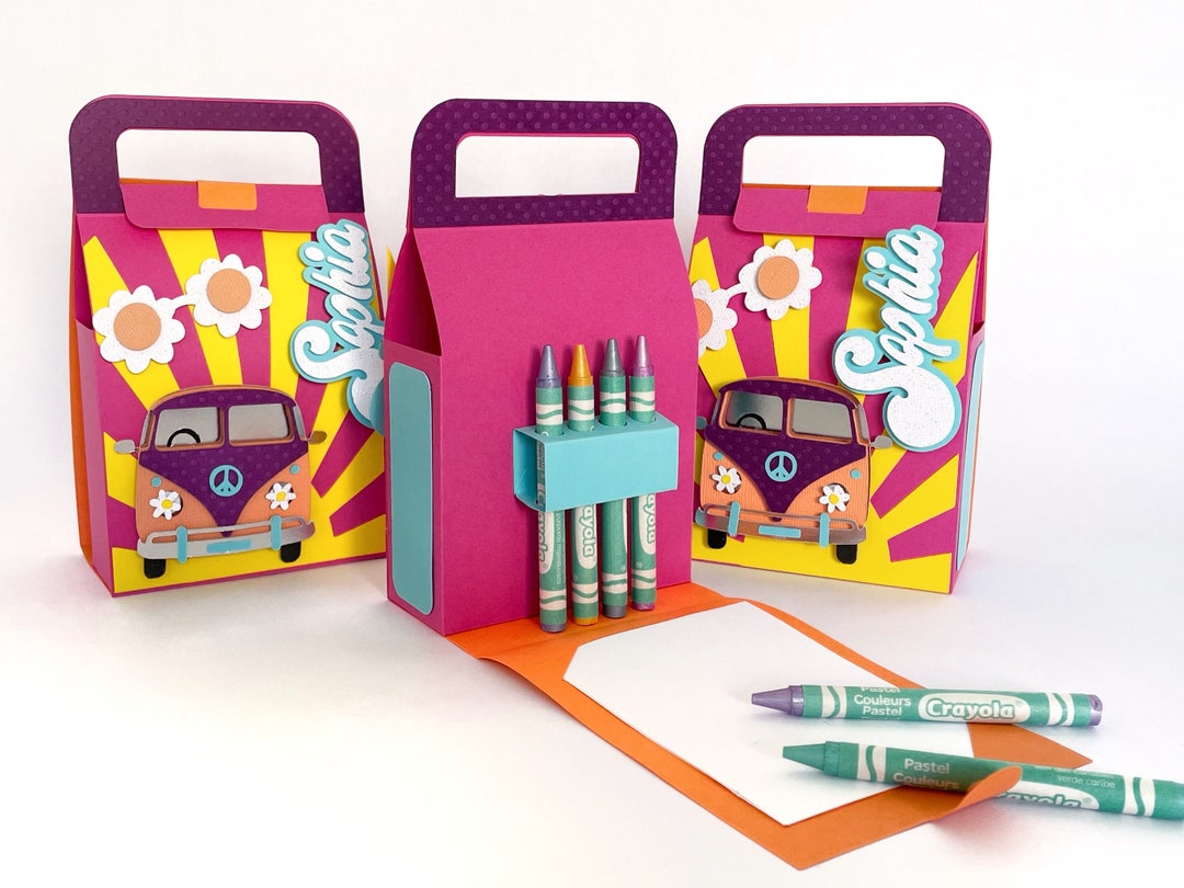 Groovy Party Favors, Two Groovy Coloring Box, Hippie Custom Favor Boxes ...