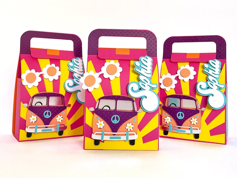 Groovy Party Favors, Two Groovy Coloring Box, Hippie Custom Favor Boxes ...