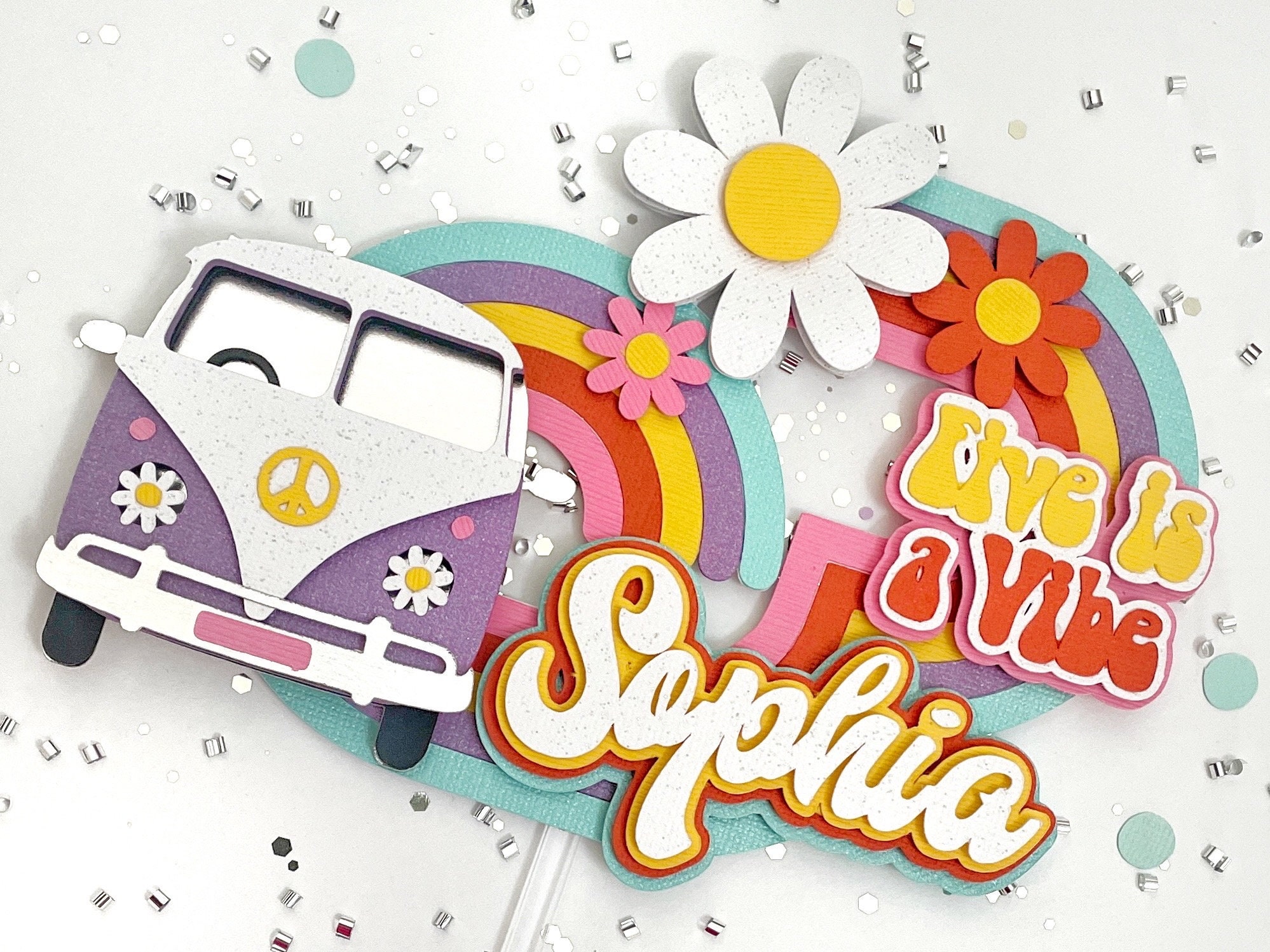 Groovy Cake Topper, Custom Groovy Girl Birthday, Hippie Flower Retro ...