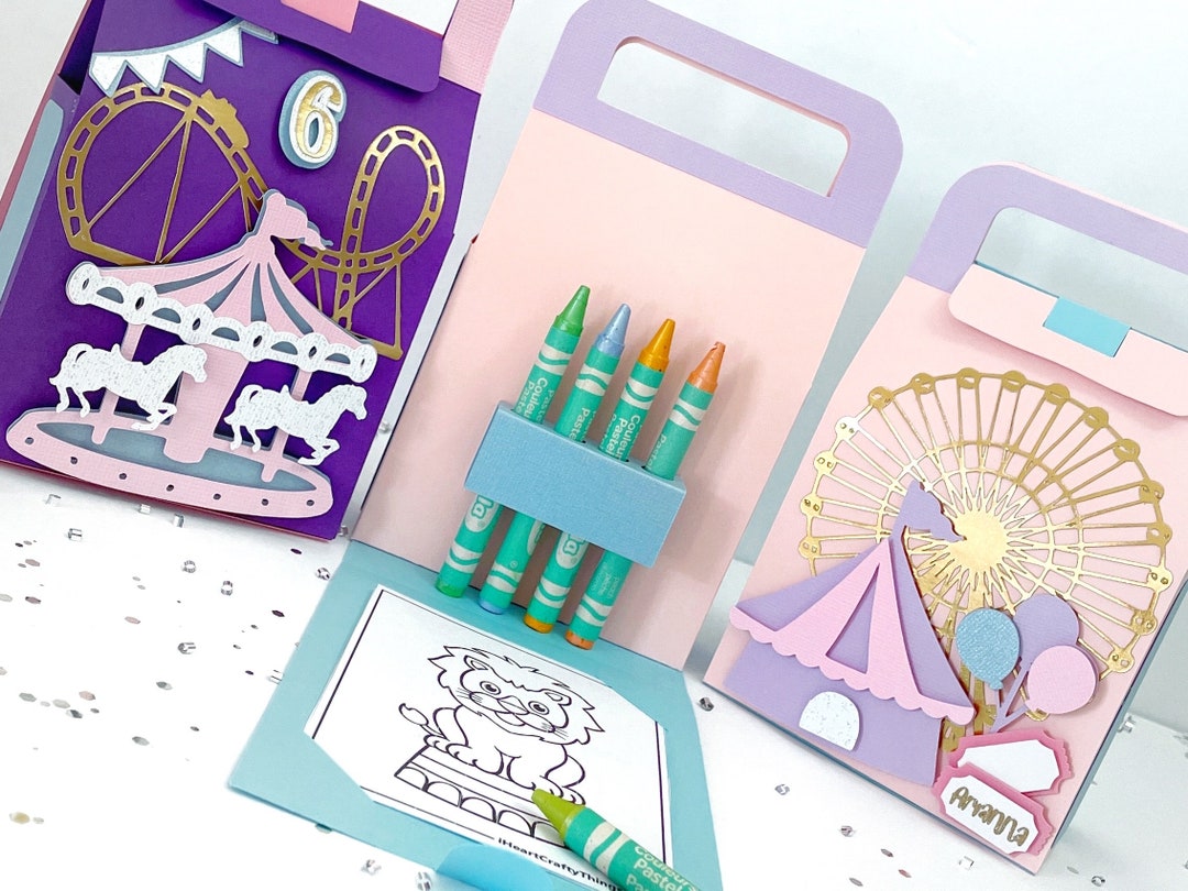 Carousel Favor Boxes, Circus Coloring Box, Carnival Custom Party Favor ...