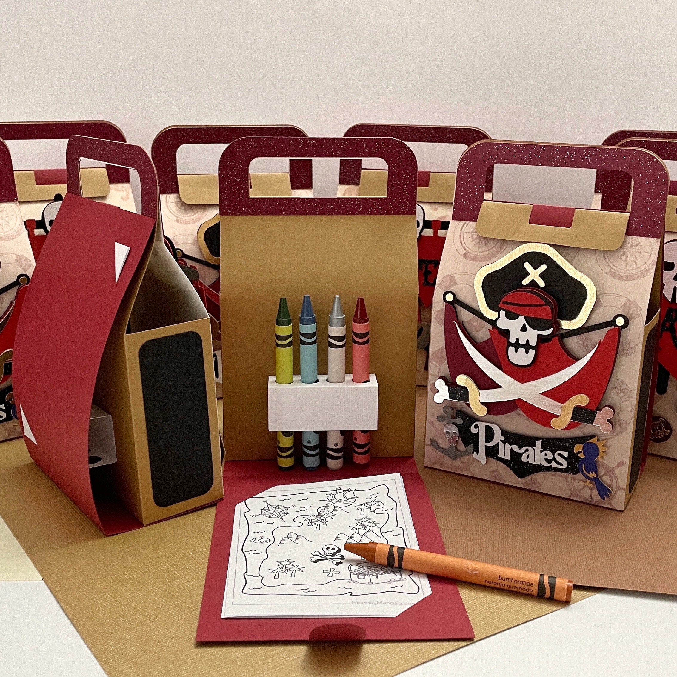 Personalized Pirate Party Favor Box: Crayon & Coloring Activity - Etsy