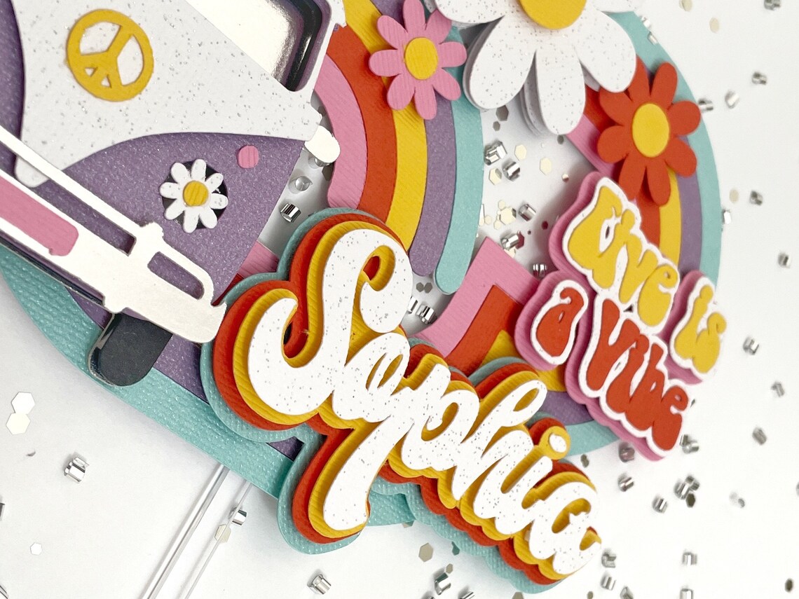 Groovy Cake Topper, Custom Groovy Girl Birthday, Hippie Flower Retro ...