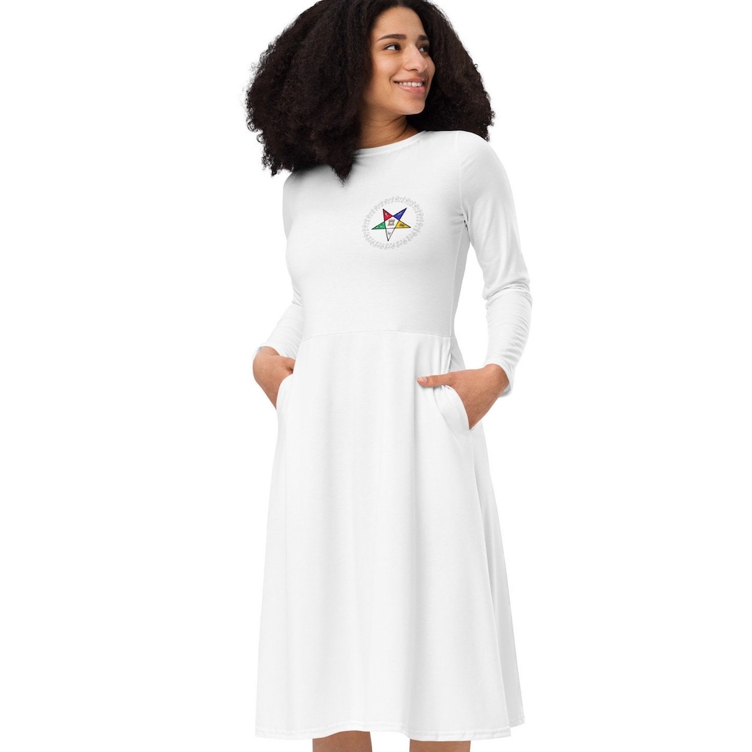 OES All White Eastern Star Midi Dress Size 2xs to 6x - Etsy
