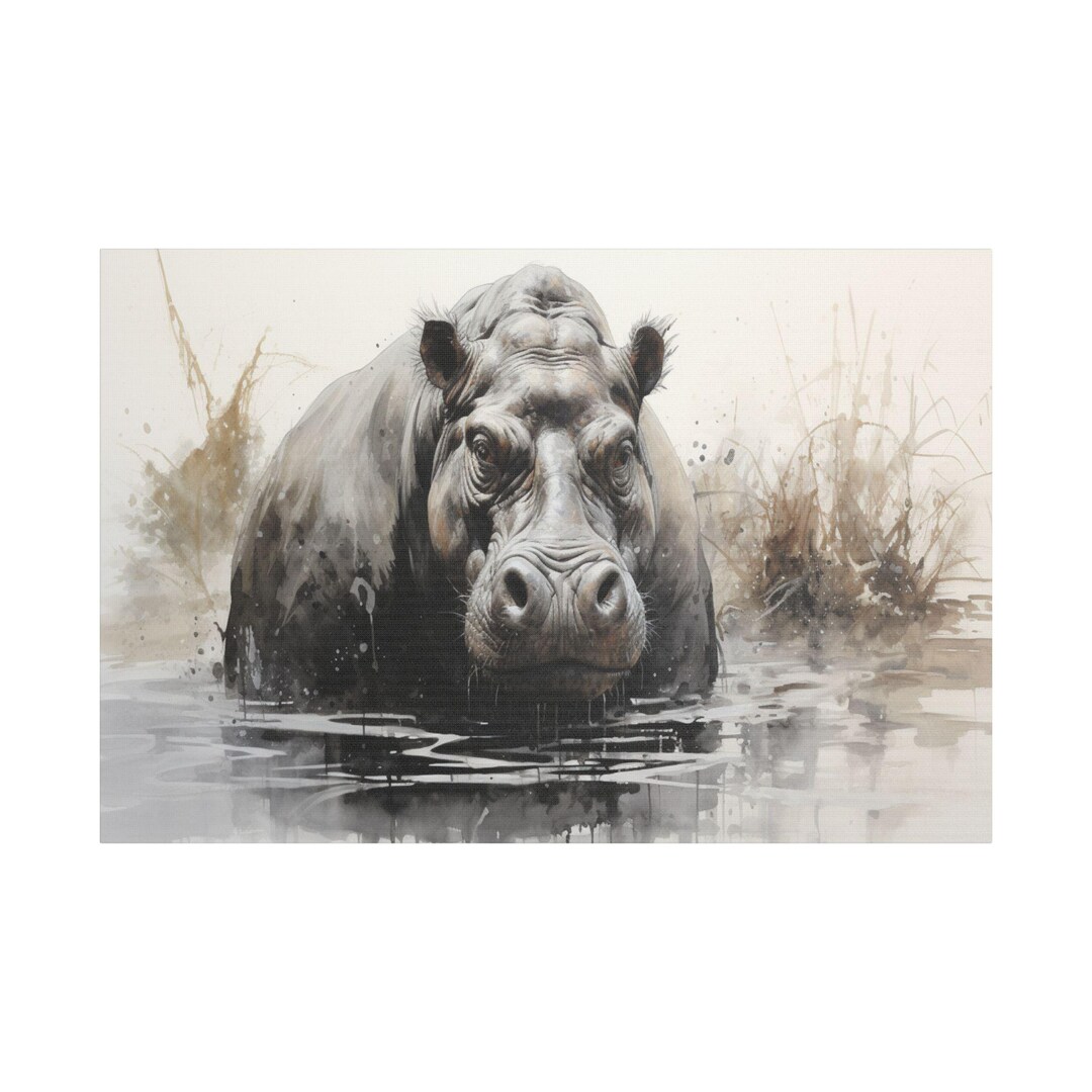 The Great Hippo Wall Art Canvas Print Custom Art Wall Hanging Art Print ...
