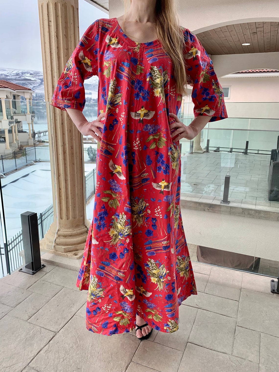 Vintage Dress Hawaiian Mumu Muumuu Aloha 70s Boho Hippie Bohemian 1970s ...