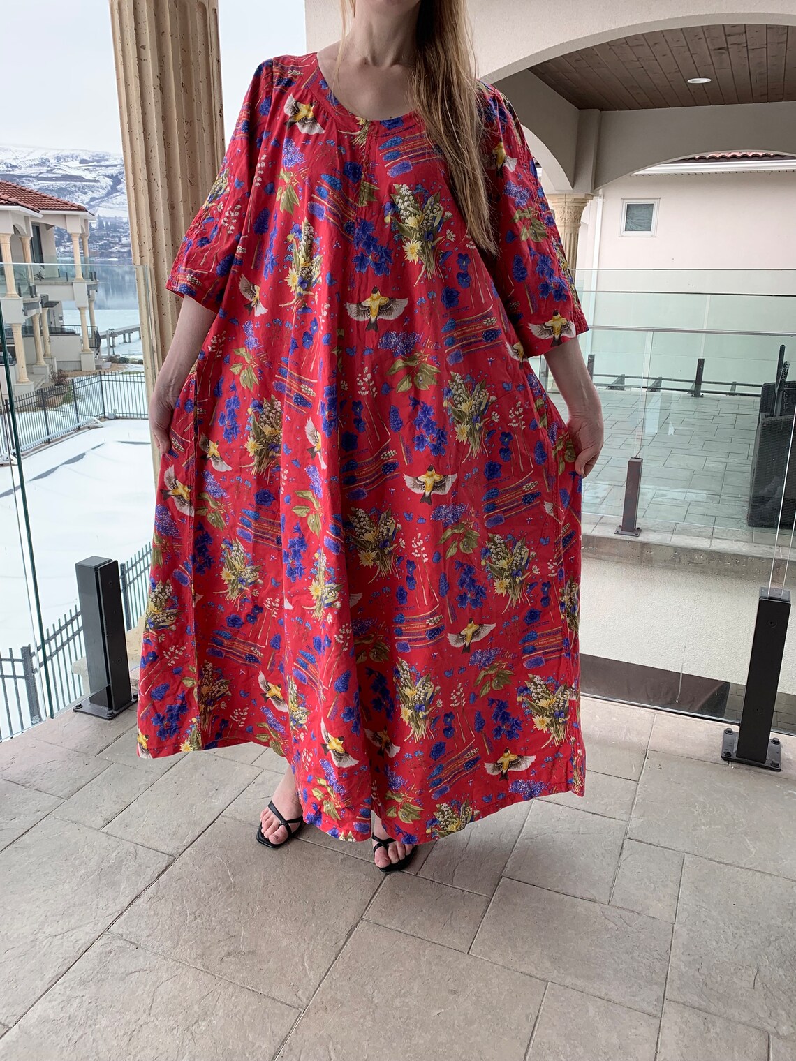 Vintage Dress Hawaiian Mumu Muumuu Aloha 70s Boho Hippie Bohemian 1970s ...