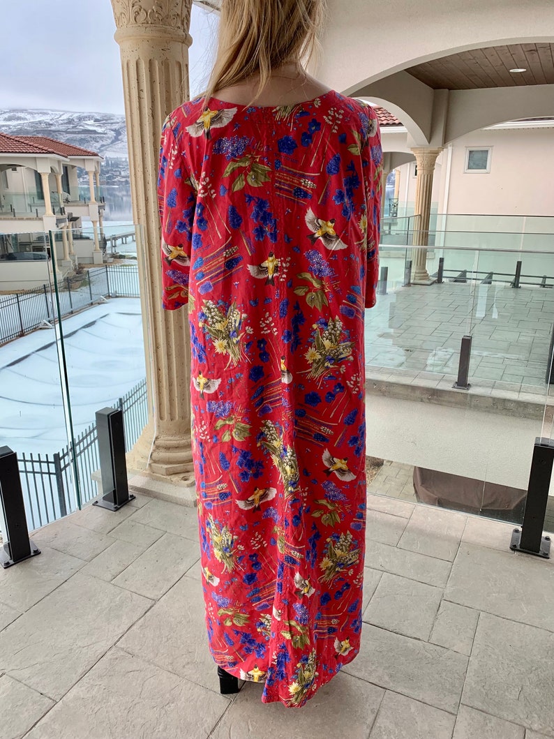 Vintage Dress Hawaiian Mumu Muumuu Aloha 70s Boho Hippie Bohemian 1970s ...