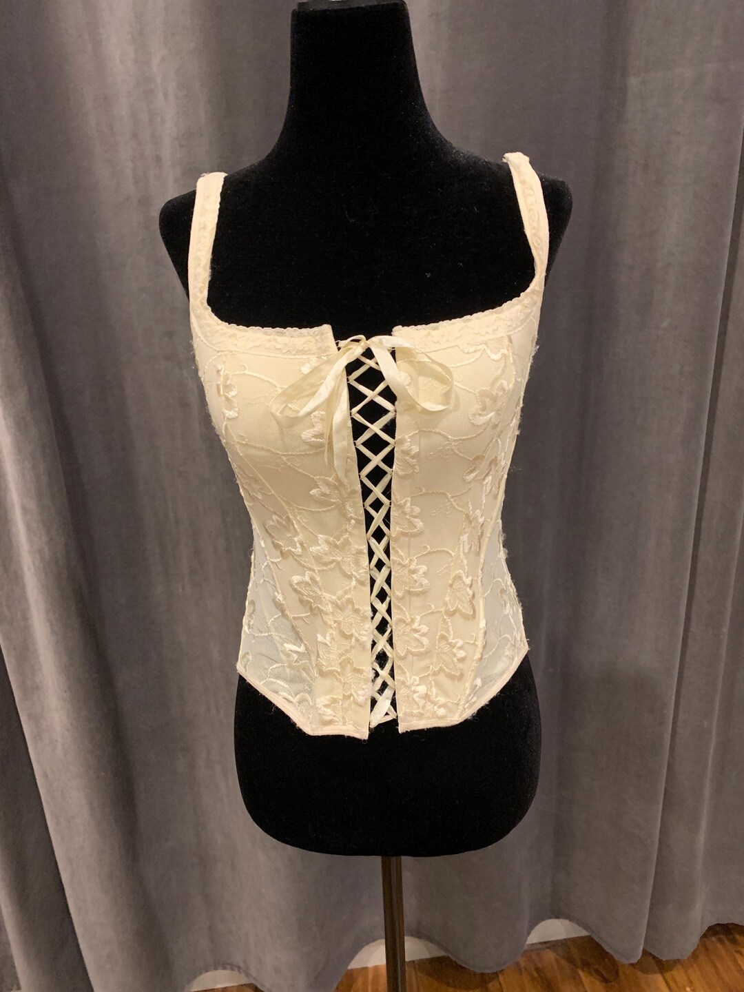 True Vintage Corset 90s Ivory Cream Lace-up Xs or Small - Etsy