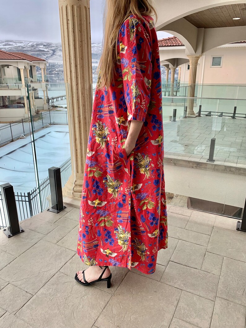 Vintage Dress Hawaiian Mumu Muumuu Aloha 70s Boho Hippie Bohemian 1970s ...