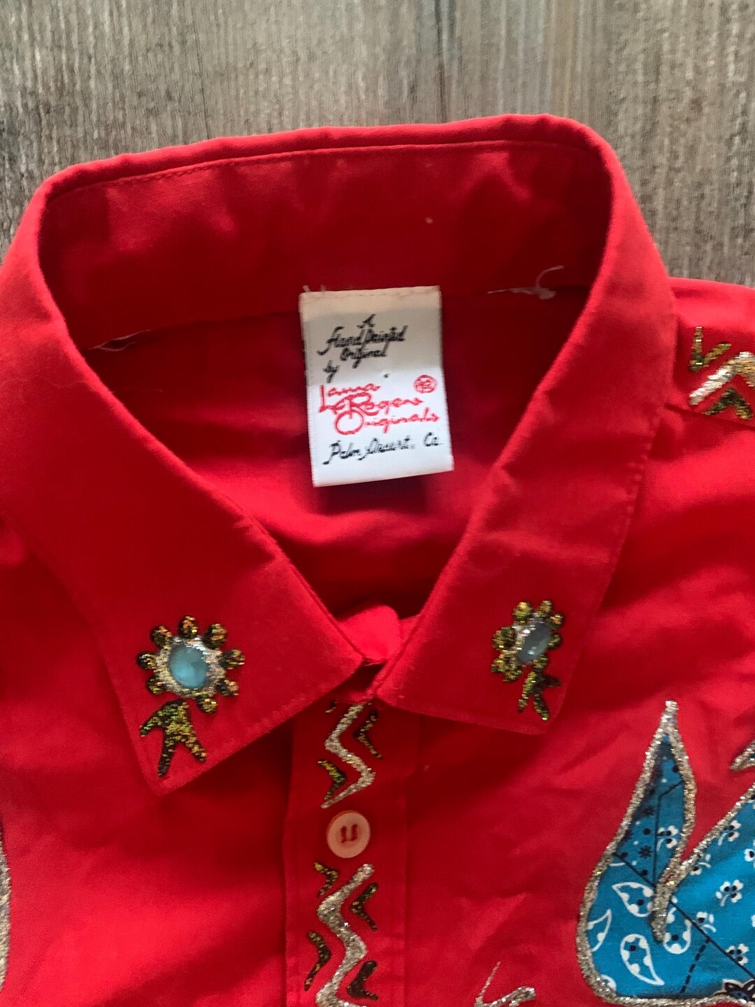 Vintage Laura Rogers Western Shirt Red Patchwork Southwest Style Hand ...
