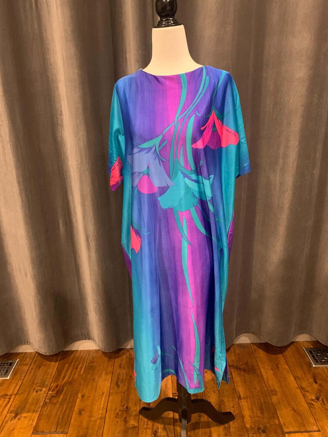 Vintage California Dress Hawaiian Mumu Muumuu Aloha 70s Boho Hippie ...