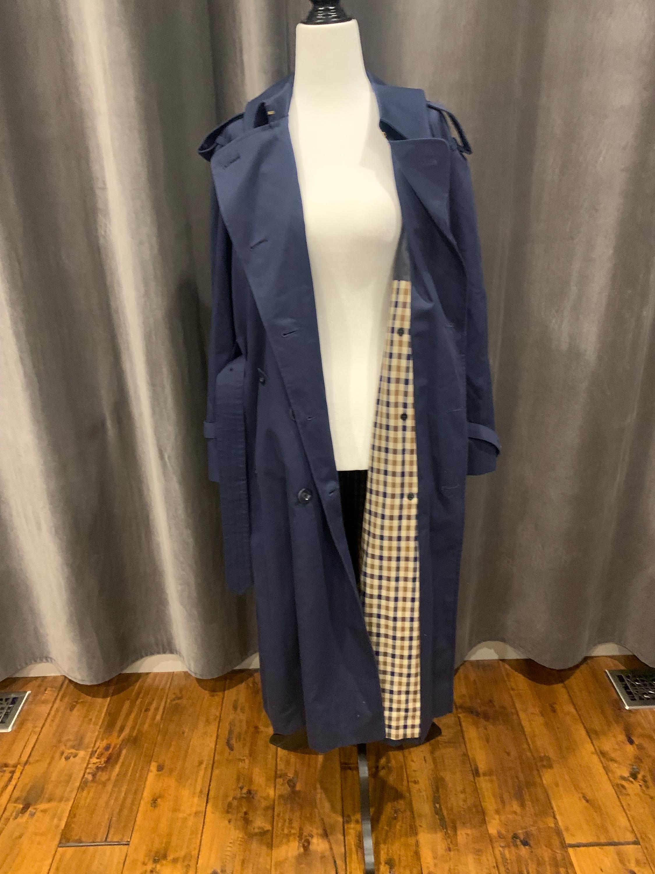 Navy Aquascutum Trench Coat Rain Coat Plaid Lining Made in Canada - Etsy