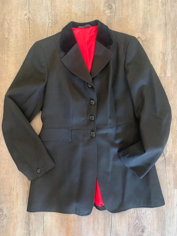 Vintage wool riding coat by Harry hall England velvet… - Gem