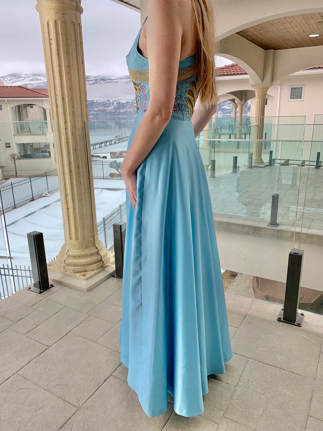 Gorgeous 70s Cocktail Dress Grad Prom Small Formal Metallic Gown Karla Drabsch 1970s Gown ...