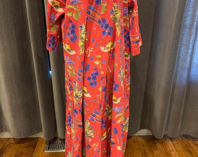 Vintage Dress Hawaiian Mumu Muumuu Aloha 70s Boho Hippie Bohemian 1970s ...