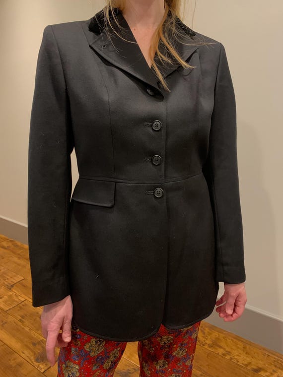 Vintage wool riding coat by Harry hall England velvet… - Gem