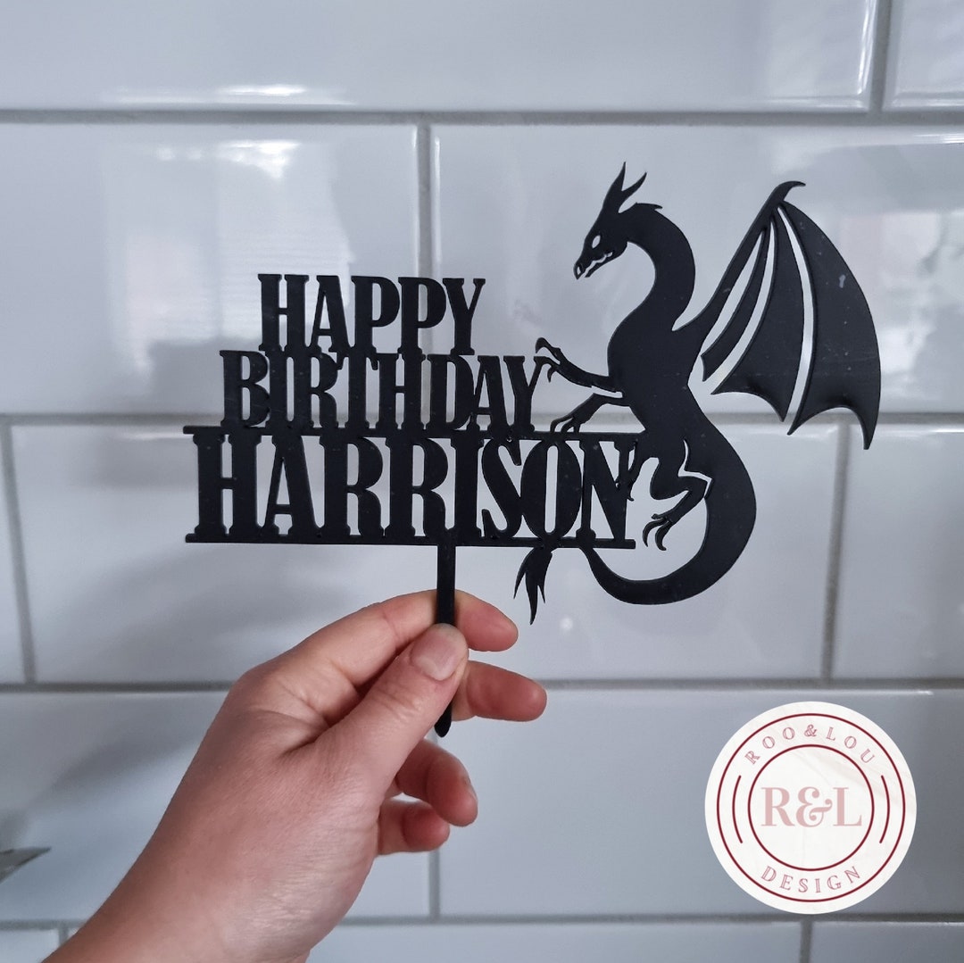 Custom Dragon Cake Topper | Fantasy | Birthday | Acrylic Topper - Etsy