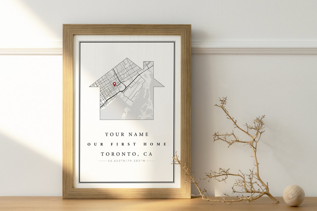 Birthday Gift, Custom Home Map, First Time Home Buyer, Personalized ...