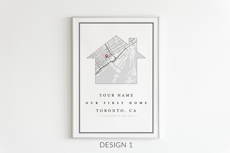 Birthday Gift, Custom Home Map, First Time Home Buyer, Personalized ...