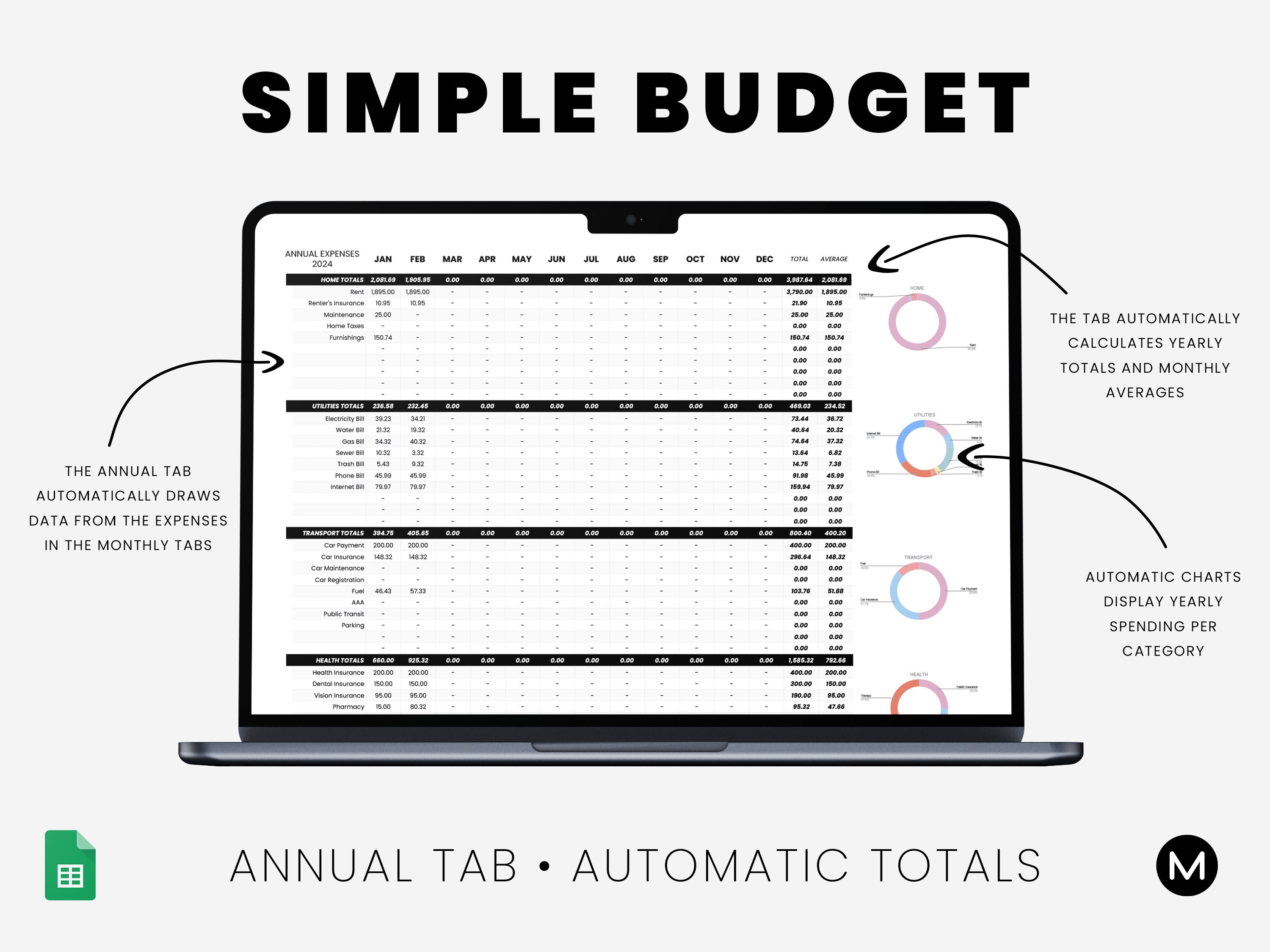 Simple Budget | Minimalist Google Sheets Template for Personal Finance ...