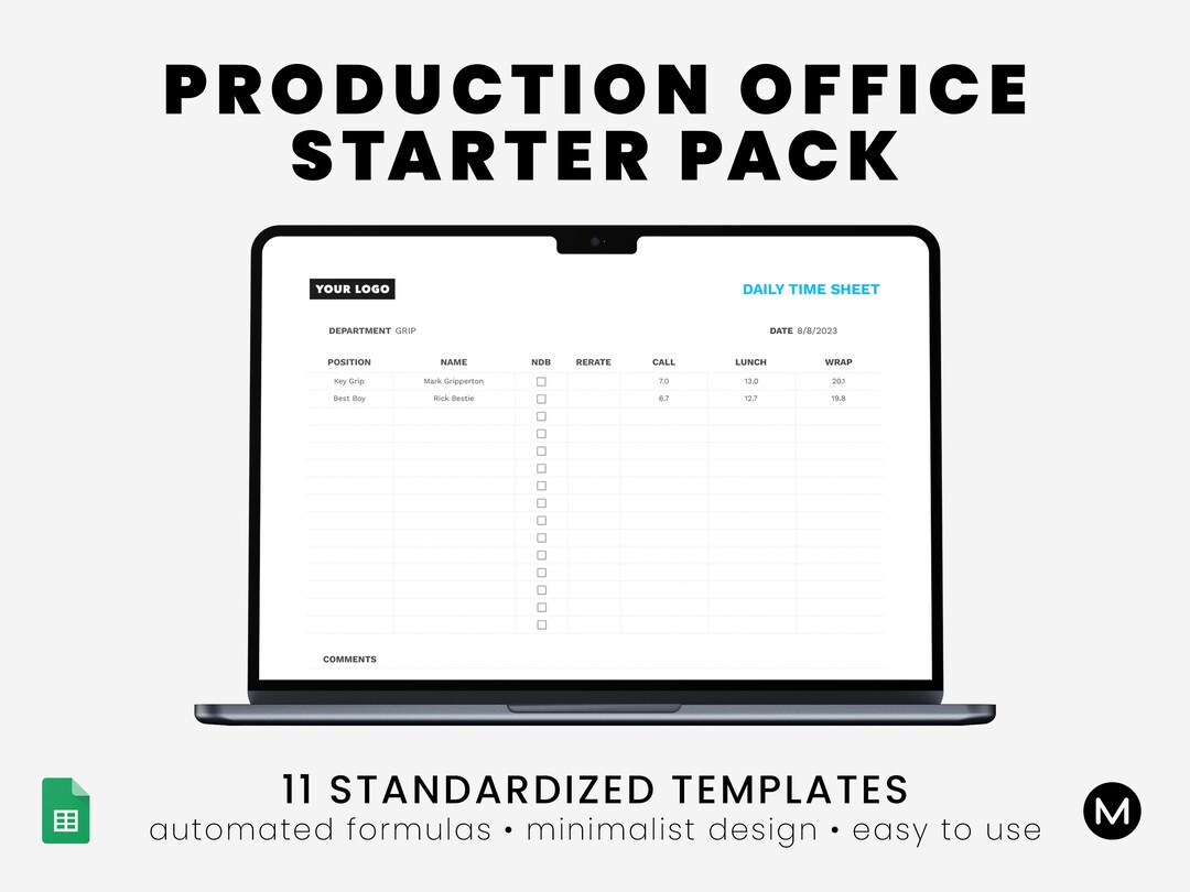 Production Office Starter Pack | Google Sheets Templates for Film & TV ...