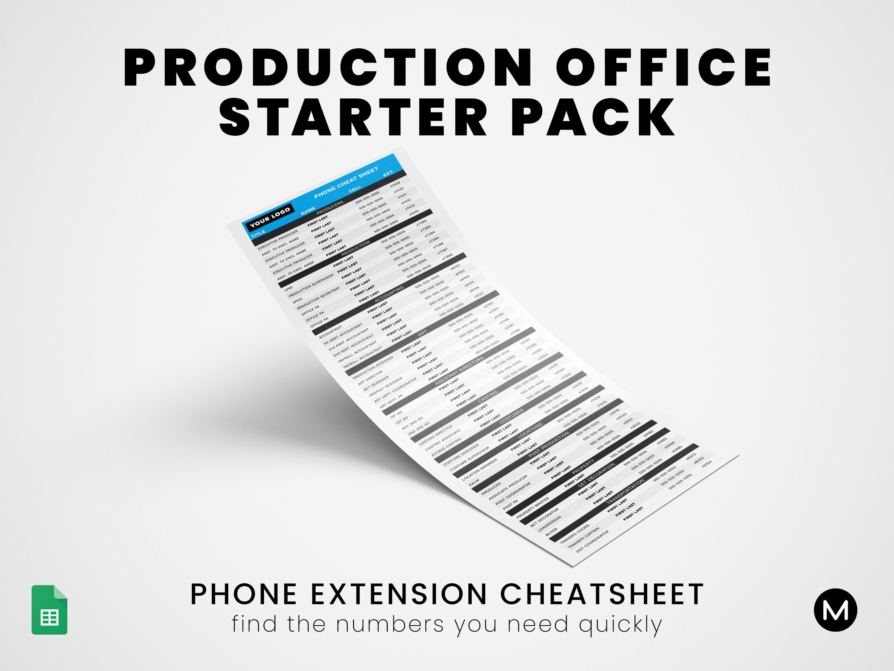 Production Office Starter Pack | Google Sheets Templates for Film & TV ...