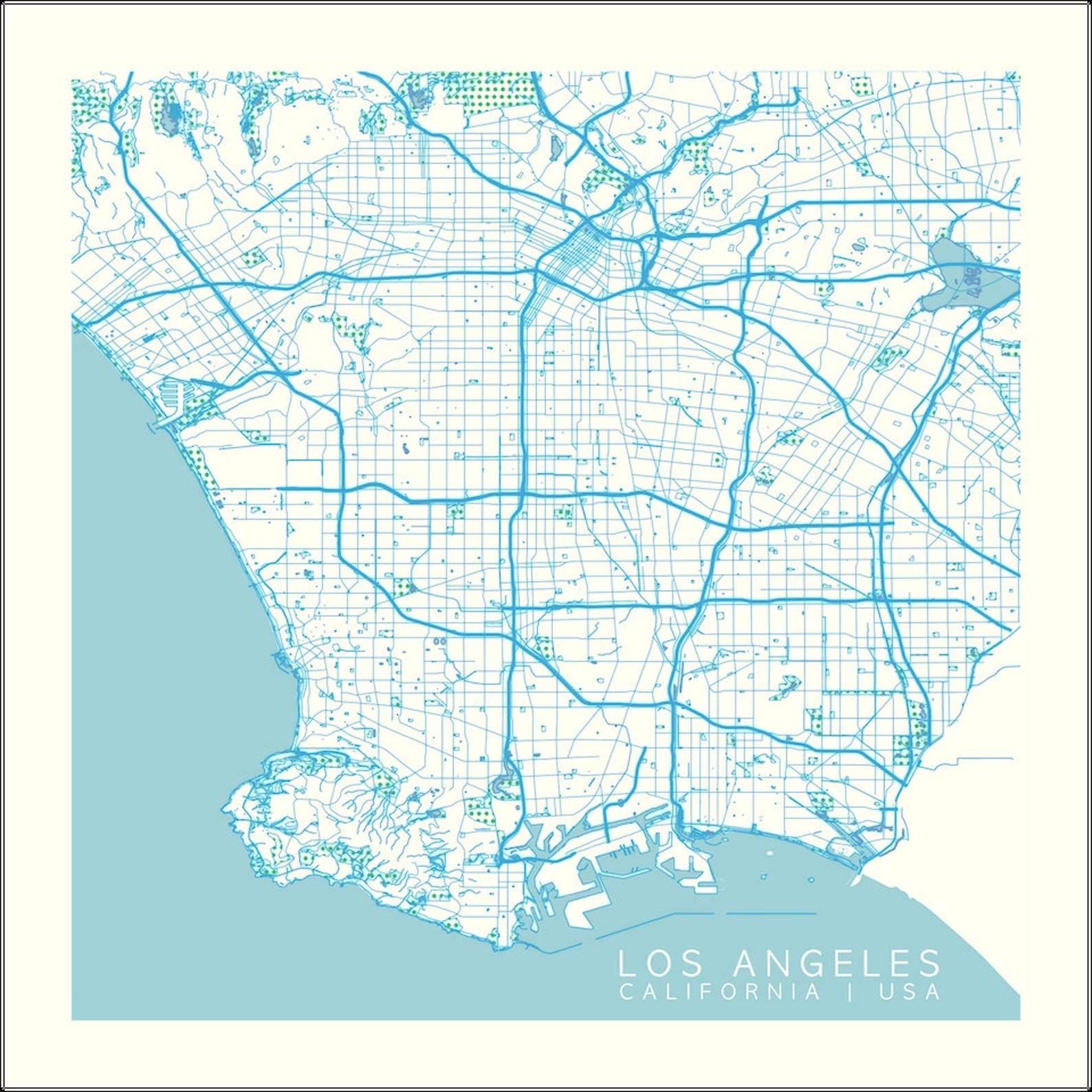 Los Angeles Map,map of Los Angeles, LA, LA Art, Map Print, Los Angeles ...