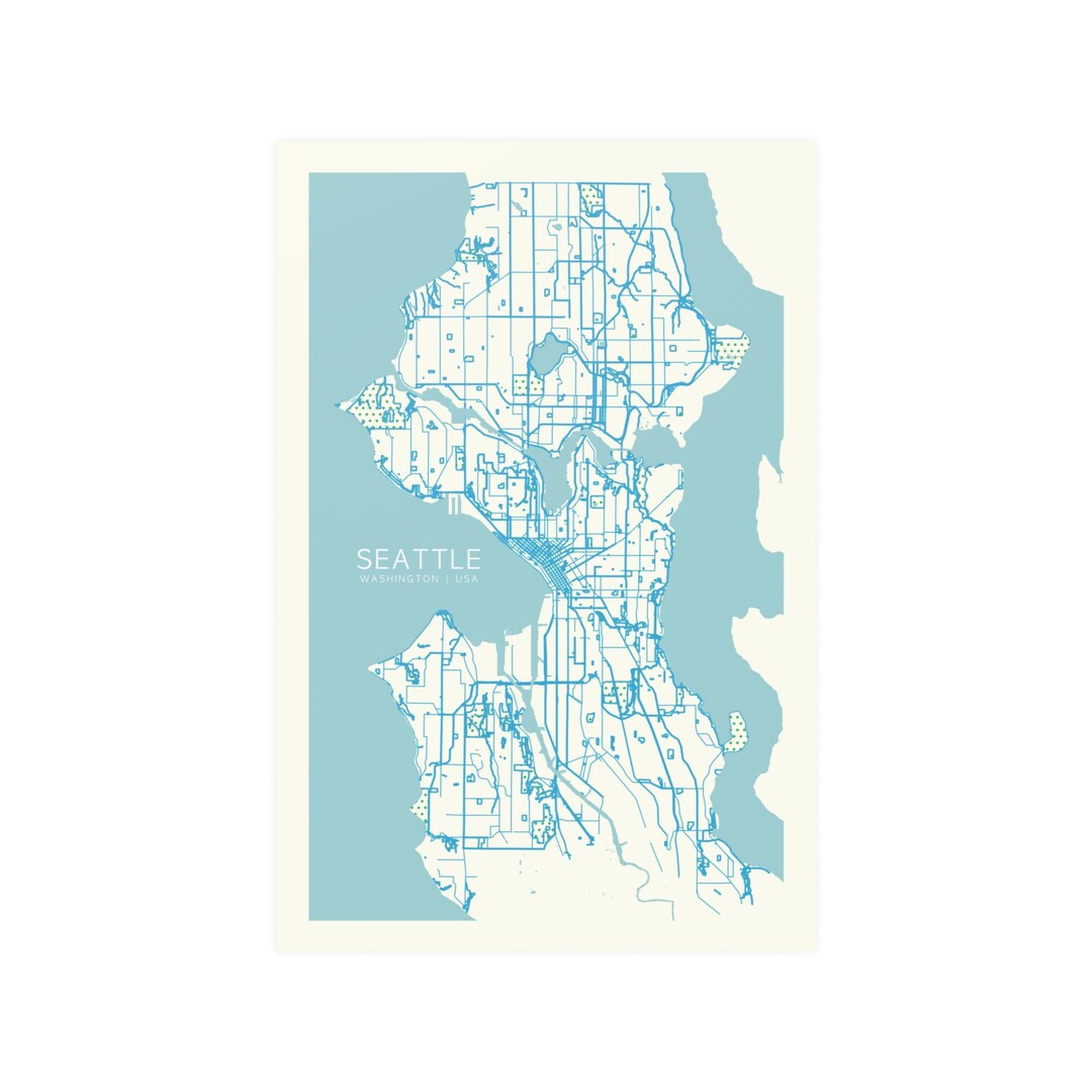Map of Seattle, Seattle Art, Seattle, Map Print, Seattle Parks, Seattle ...