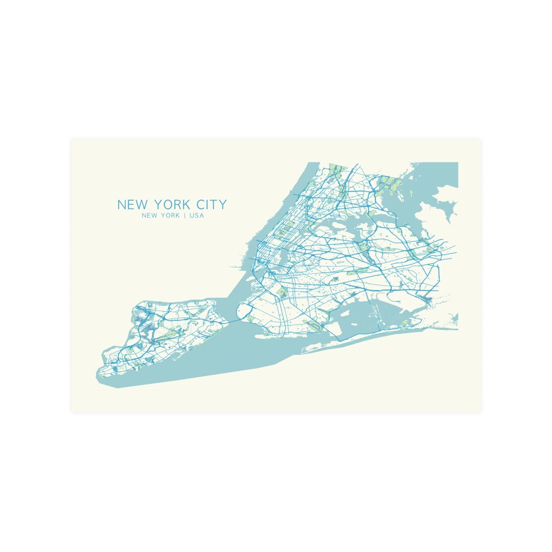 Map of New York City, New York City Map, NYC, New York Art, Map Print ...