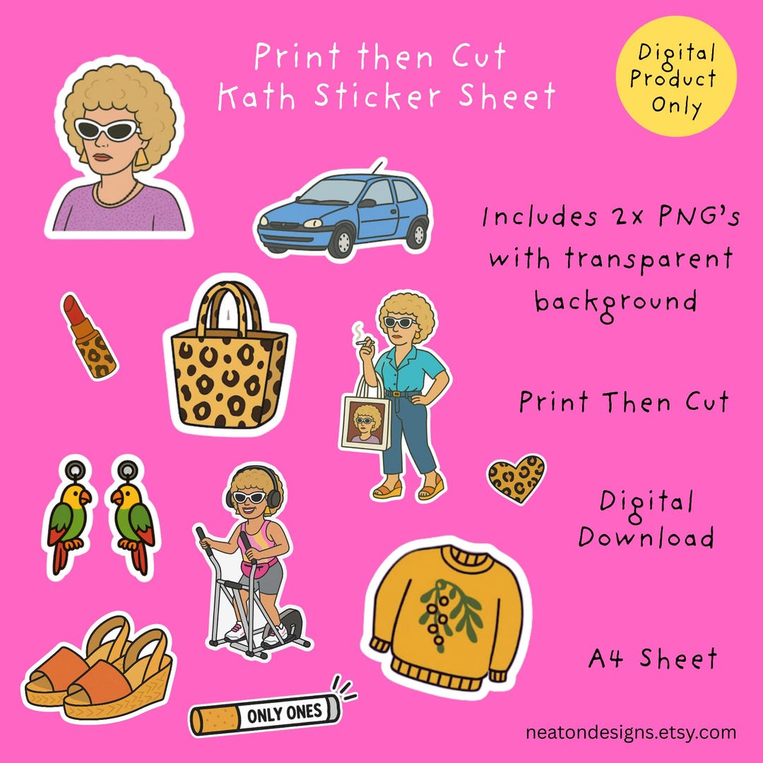Kath Day-knight Sticker Sheet | Aussie Printable Stickers | Die Cut PNG ...
