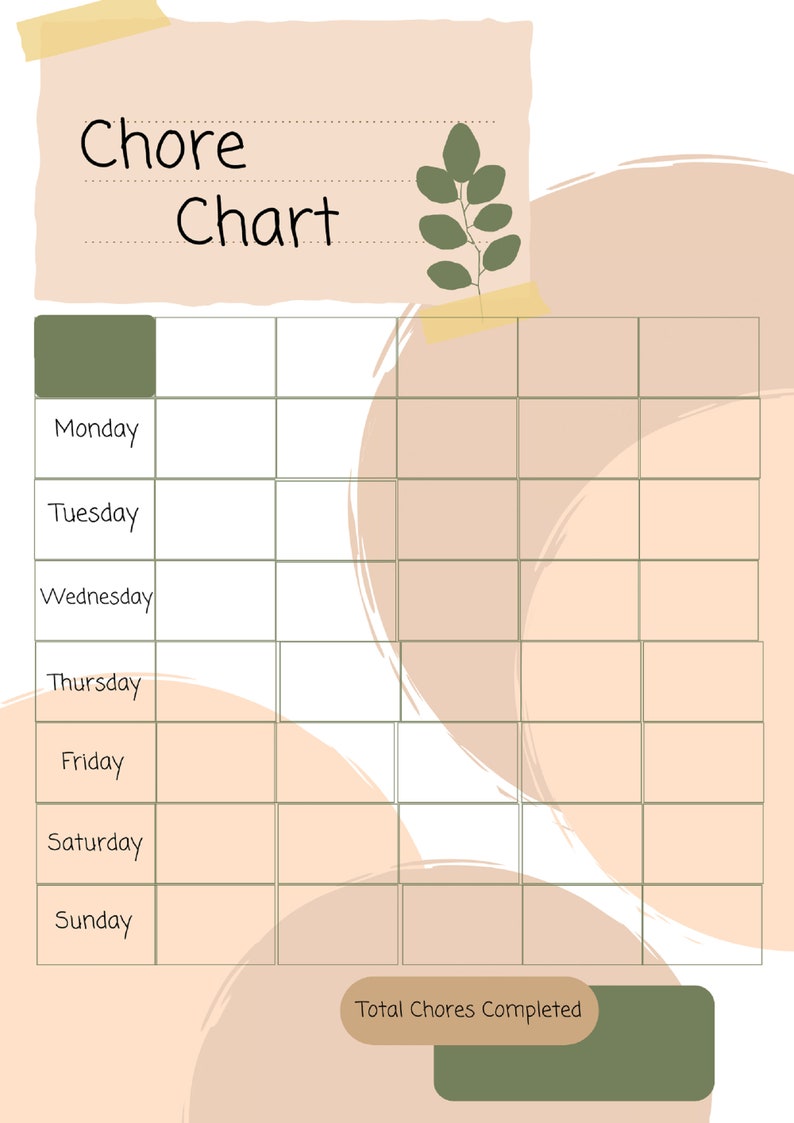 Children's Chore Chart Digital Download - Etsy