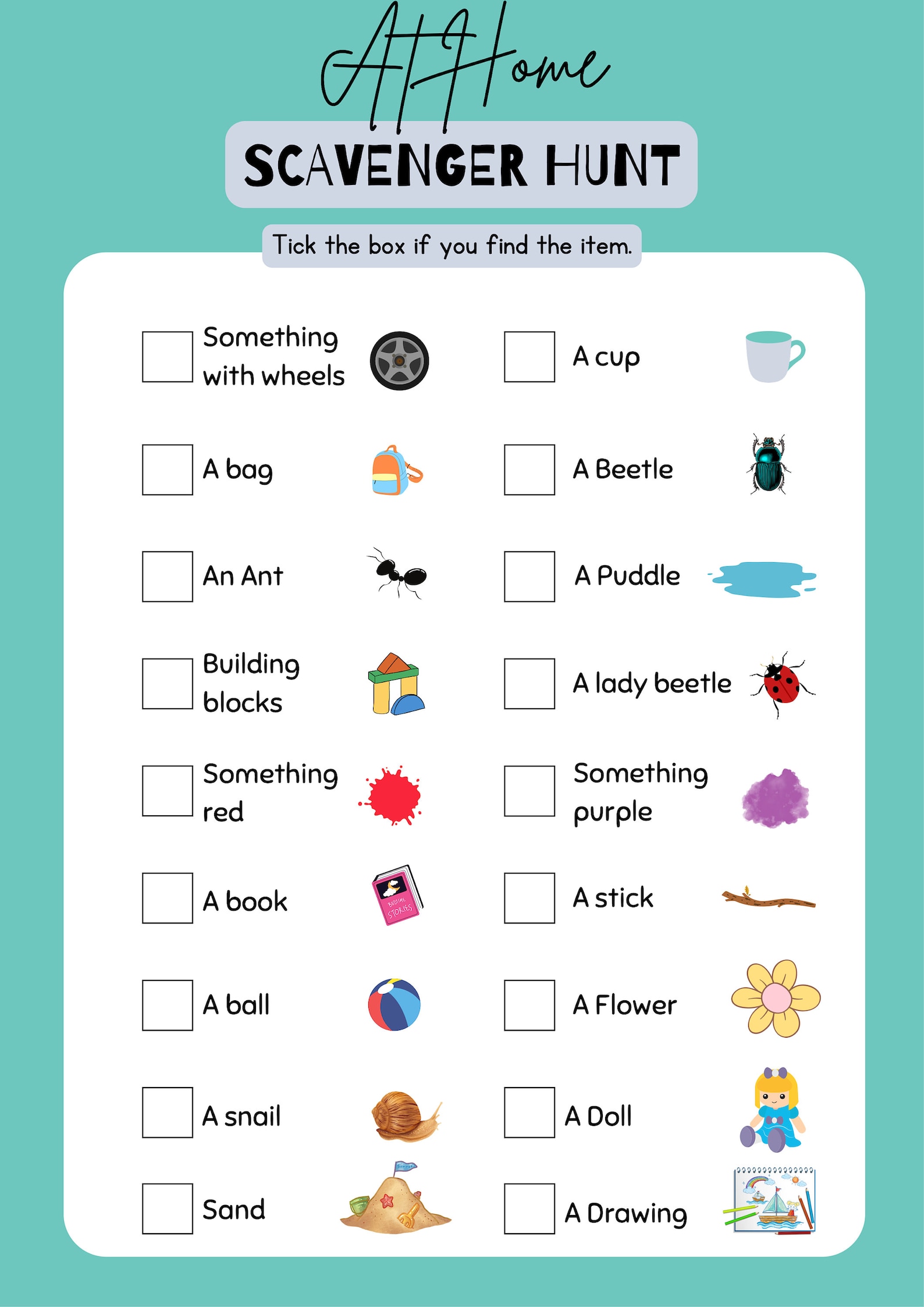 At Home Scavenger Hunt Children's Activity - Simple and Fun - Digital ...