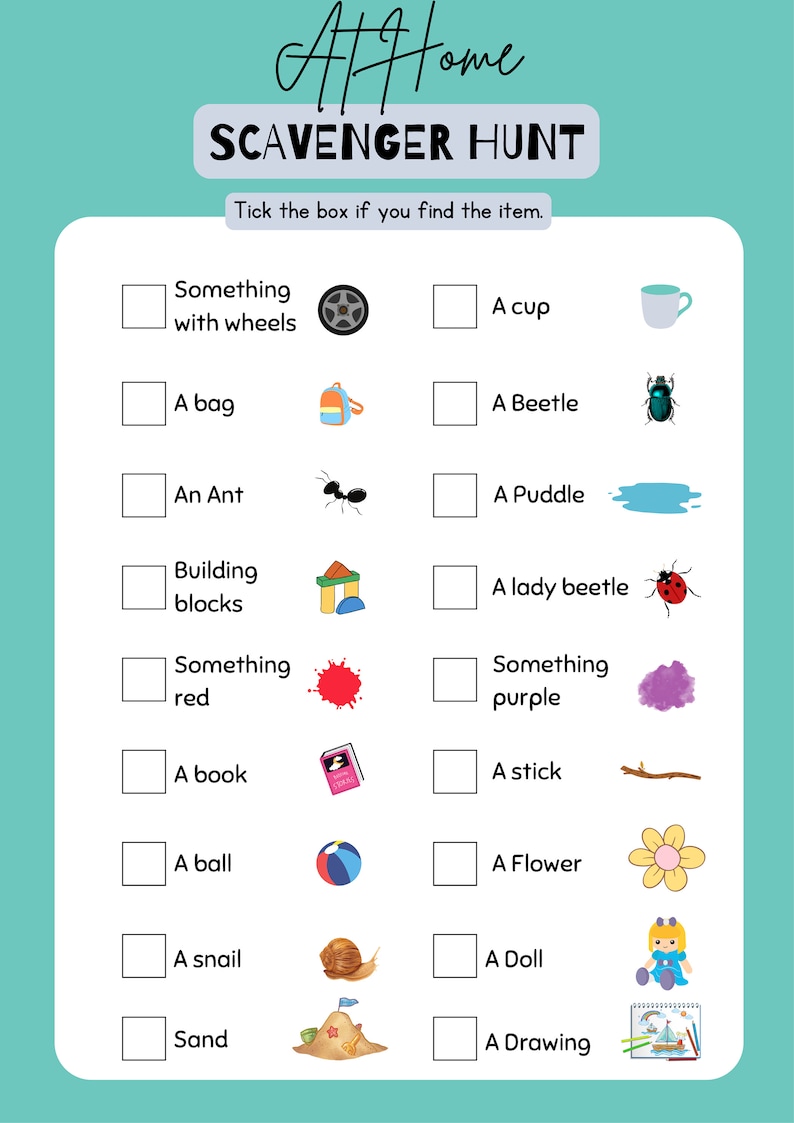 At Home Scavenger Hunt Children's Activity - Simple and Fun - Digital ...